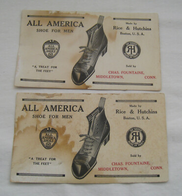 PAIR MIDDLETOWN CT “ALL AMERICAN SHOE FOR MEN” ADVERTISING BLOTTERS 6 ...