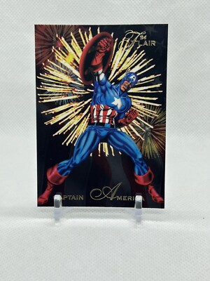 Marvel 94 Flair Captain America Trading Card #16 Embossed Vintage By ...