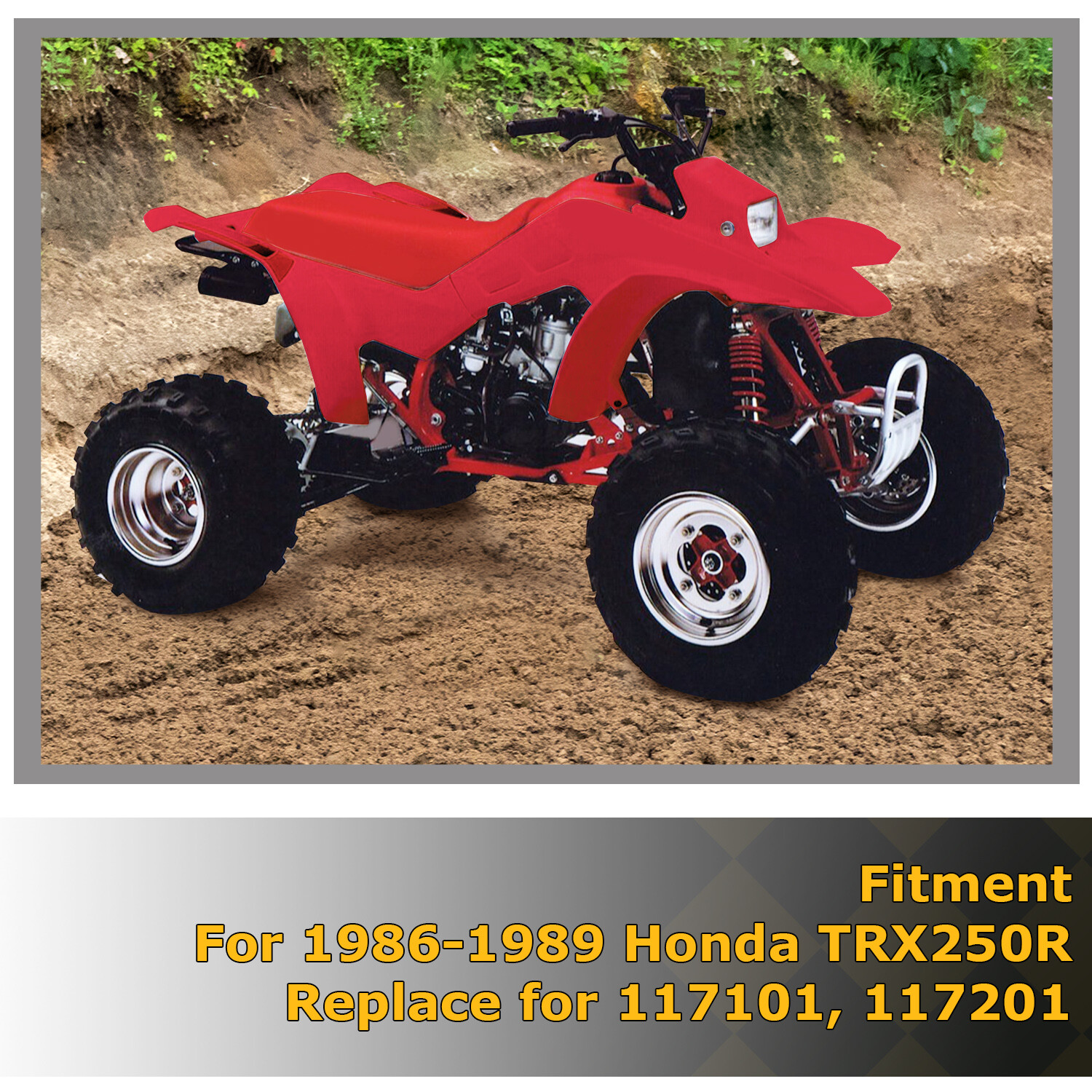 FOR HONDA TRX 250R 1986-1989 ABS RED FRONT AND REAR FENDER SET TRX250R ...