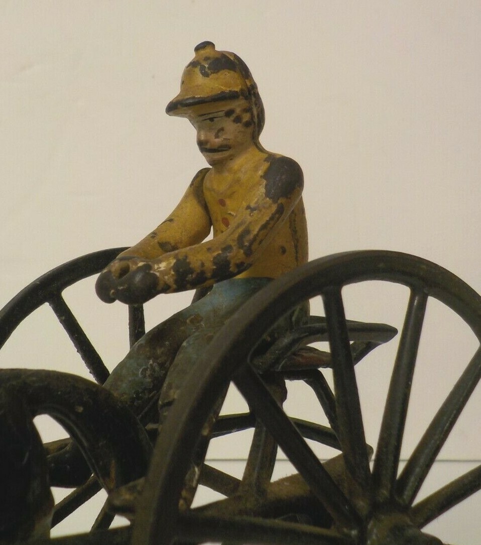 19th C. Cast Iron Trotter Horse Harness Racing Toy (Surrey & Rider) | eBay