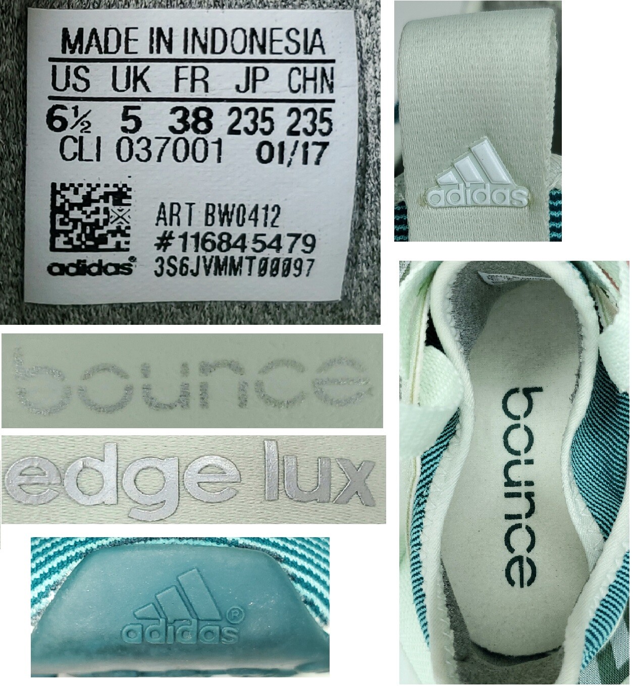 Adidas Bounce Edge Lux Sneakers Womens 6.5 7 Running Green BW0412 ...