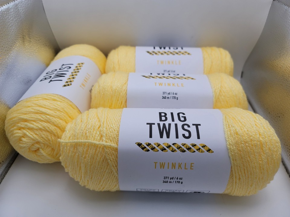 Lot of 4 Big Twist Twinkle Yarn, Color is Yellow, 371 yds ea #4 weight ...