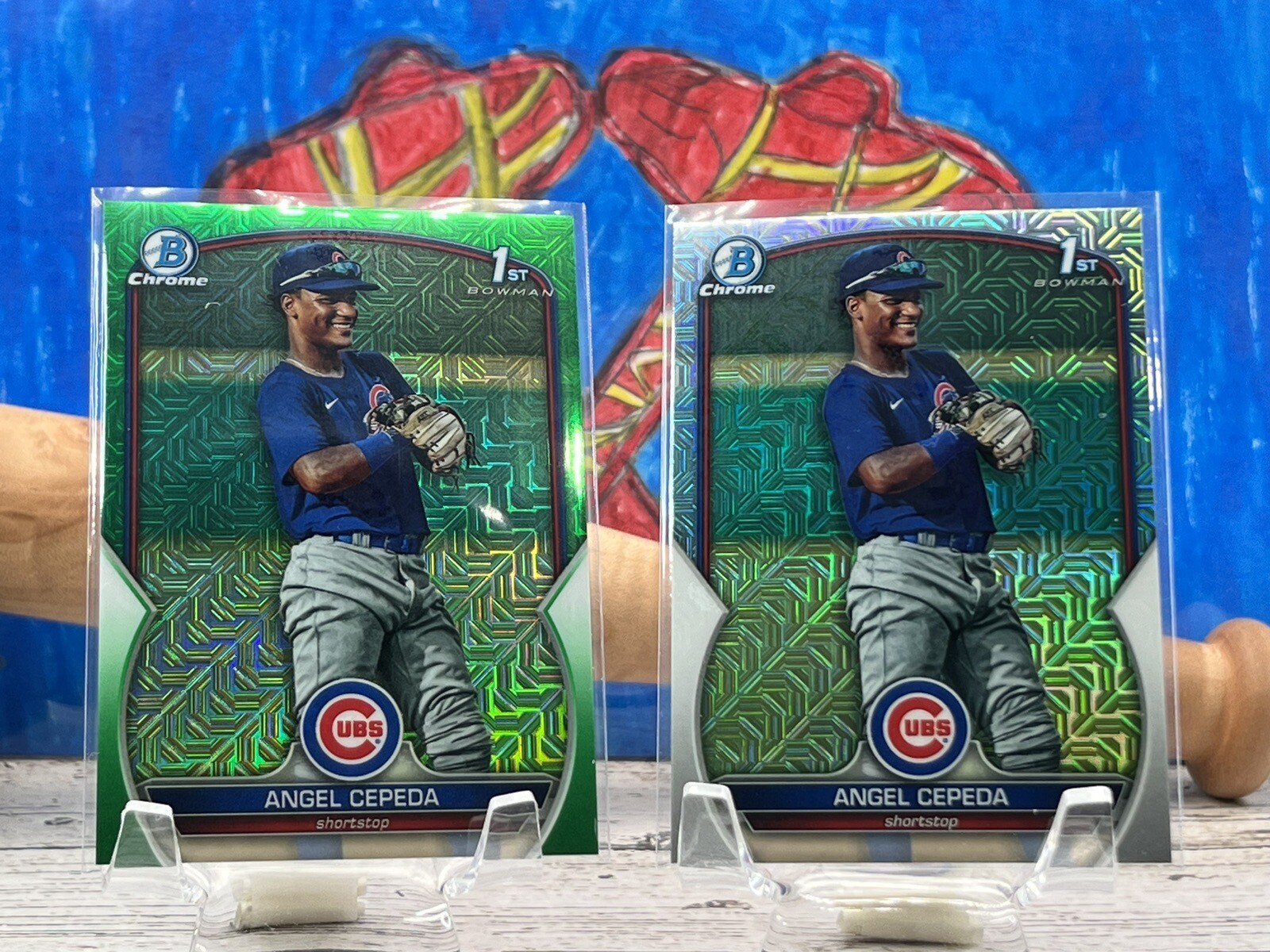 (2) ANGEL CEPEDA '23 Bowman Retail Green MOJO 🔥39/99🔥& MOJO Cubs (AR ...