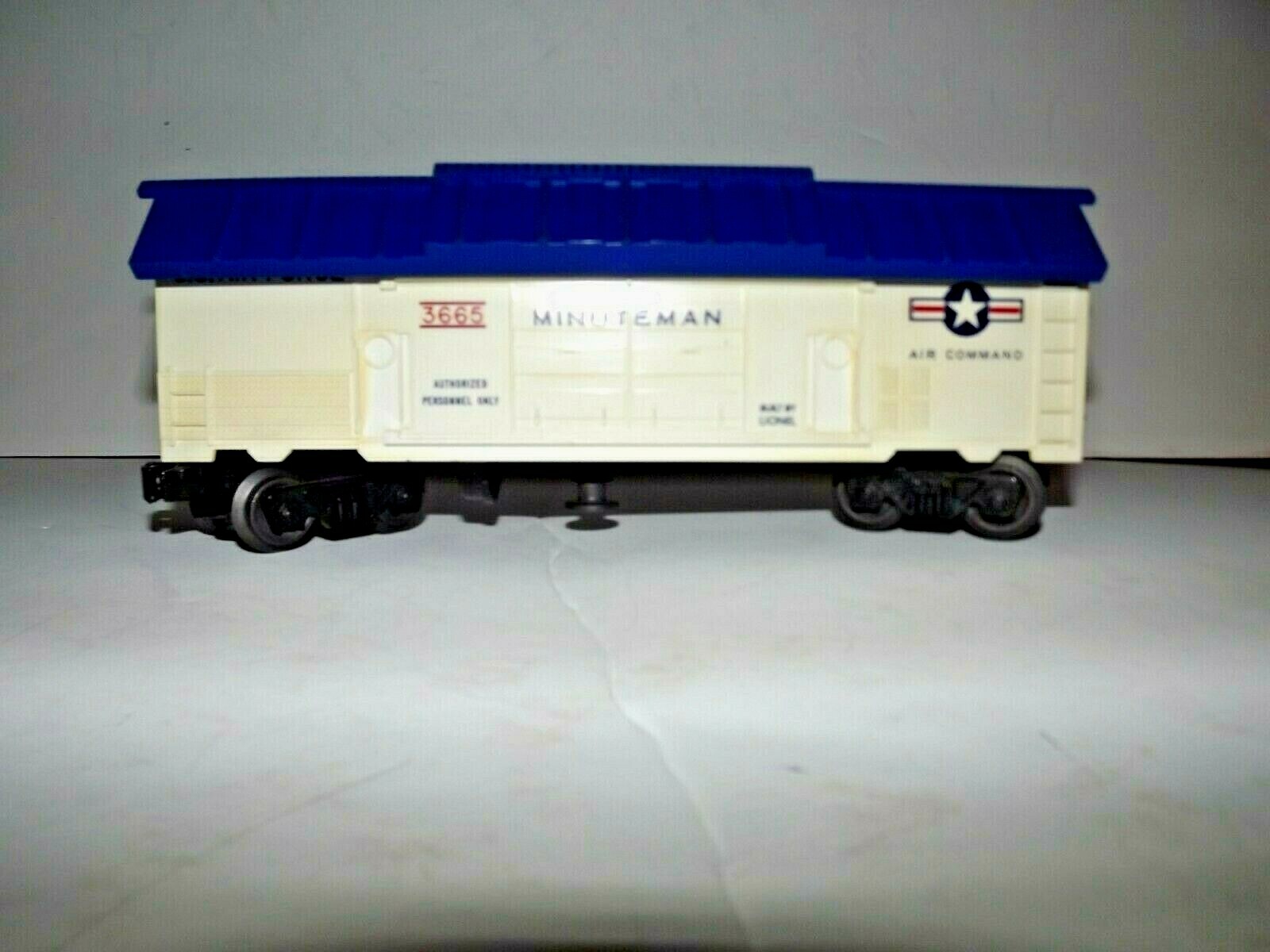 Lionel #3665 "Minuteman" Box Car w/Original Roofs & Original Rocket- No ...