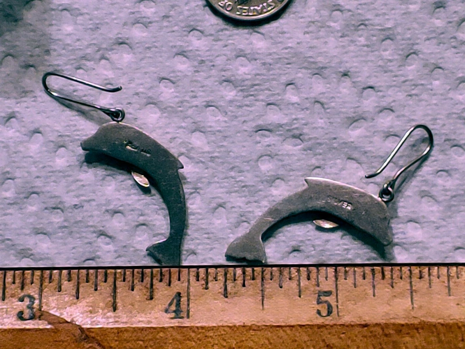 Sterling Silver Dolphin Porpoise Fish hook Dangle Ear… - Gem