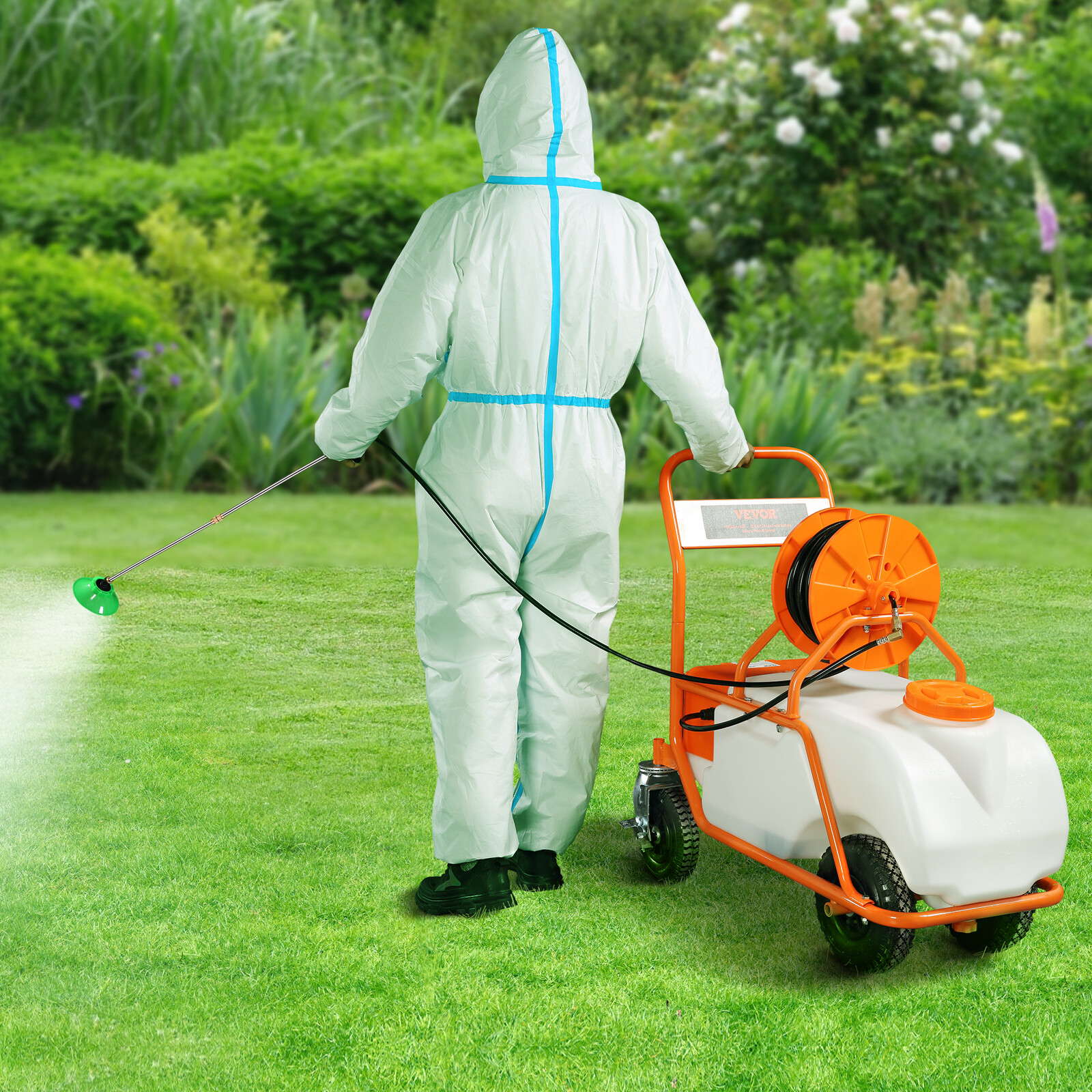 VEVOR Battery Powered Lawn Sprayer Cart Sprayer 15 Gal Tank w/ Wheels 0 ...