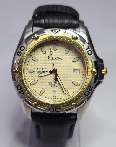 VINTAGE 98G36 BULOVA MOTION QUARTZ KINETIC MILLENIA 100M WATCH FOR MEN ...