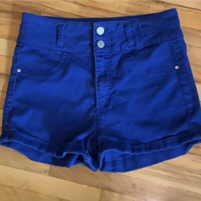 Cute High Waisted SHORT SHORTS royal dark blue love fire sz 5 shorty | eBay
