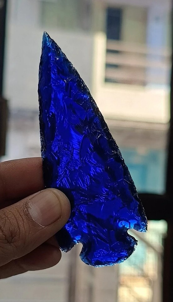 Blue Obsidian Glass Spearhead Arrowhead Crystal for Healing and Jewelry ...