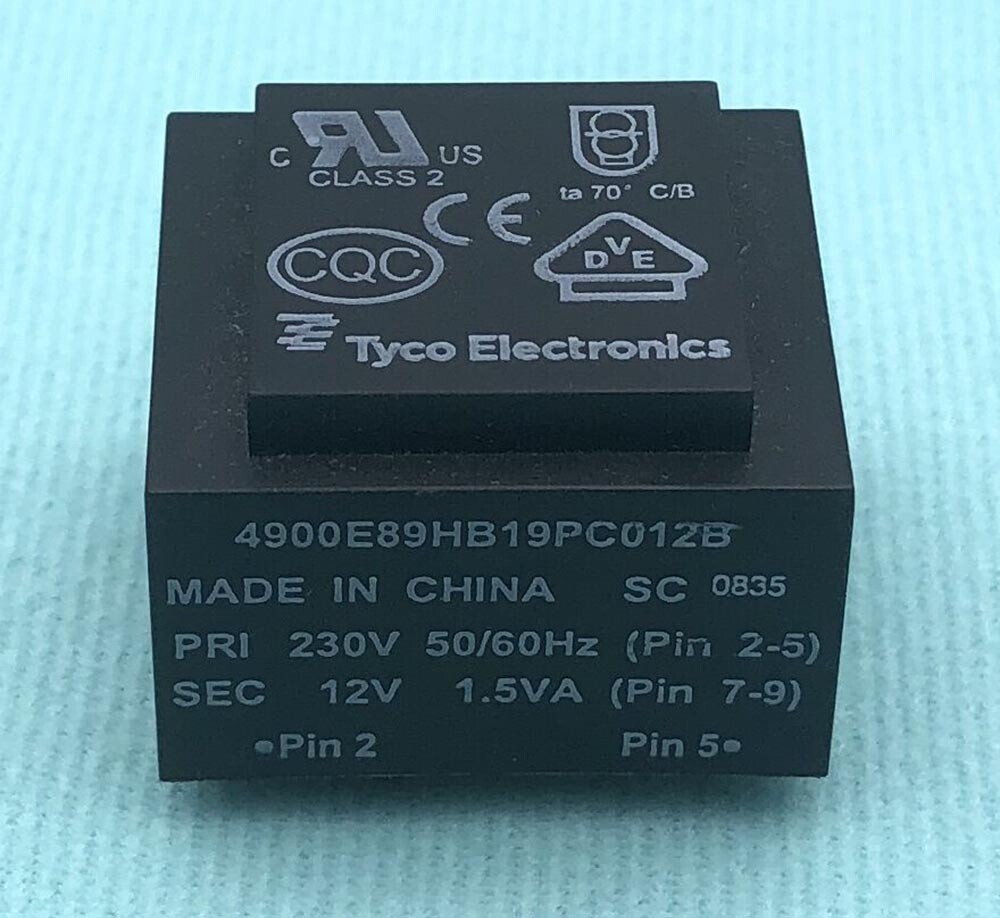 4900E89HB19PC012B TYCO Relay Electronics Transformer 12VDC 1.5VA 230V ...