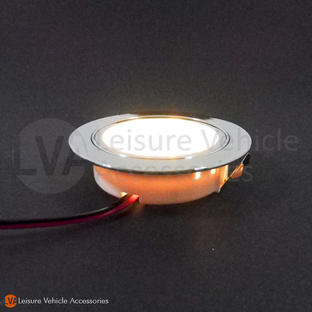 12v Chrome Recess LED Ceiling Spot Light Warm Dimatec Motorhome Boat VW ...