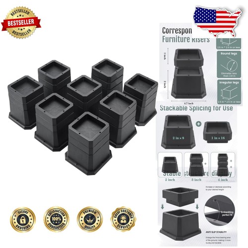 Adjustable Bed Risers, 2-4 Inch Heavy-Duty 8 Pack for Ultimate ...