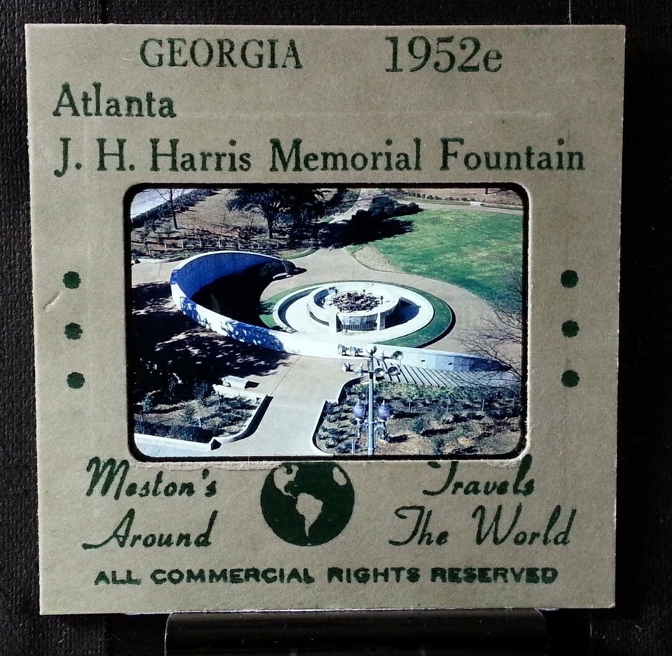 1952 Aerial View J H Harris Memorial Fountain Atlanta Retail Slide | eBay