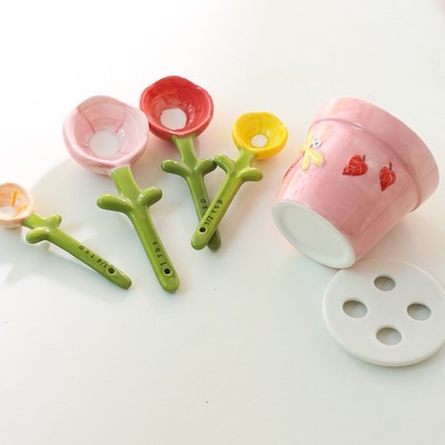 Multicolor Measuring Spoons Sunflowers Ceramic Measuring Spoons Sugar ...