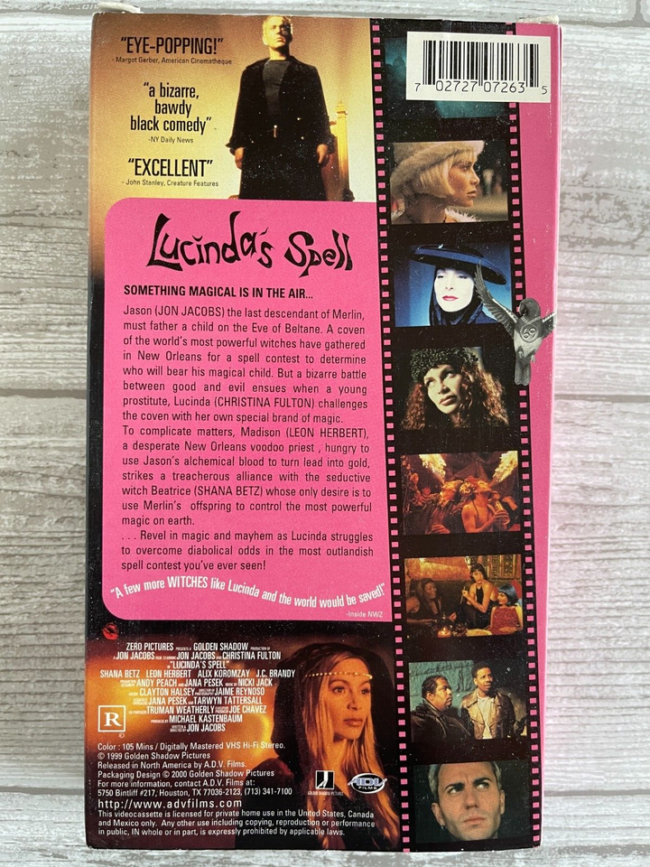 Lucinda’s Spell VHS Jon Jacobs Christina Fulton Shana Betz Leon Herbert ...