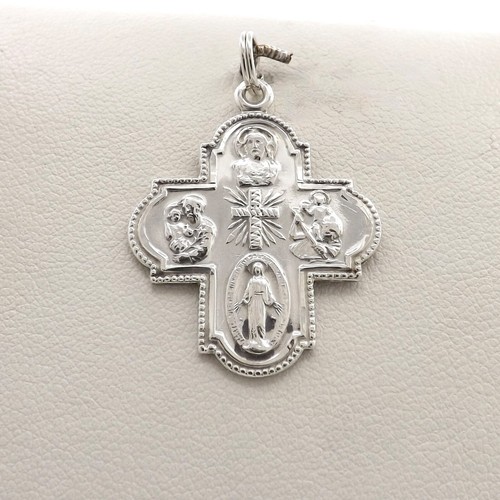 Sterling Scapular 4 Way Medal Cross Saint St Christopher Joseph Charm ...