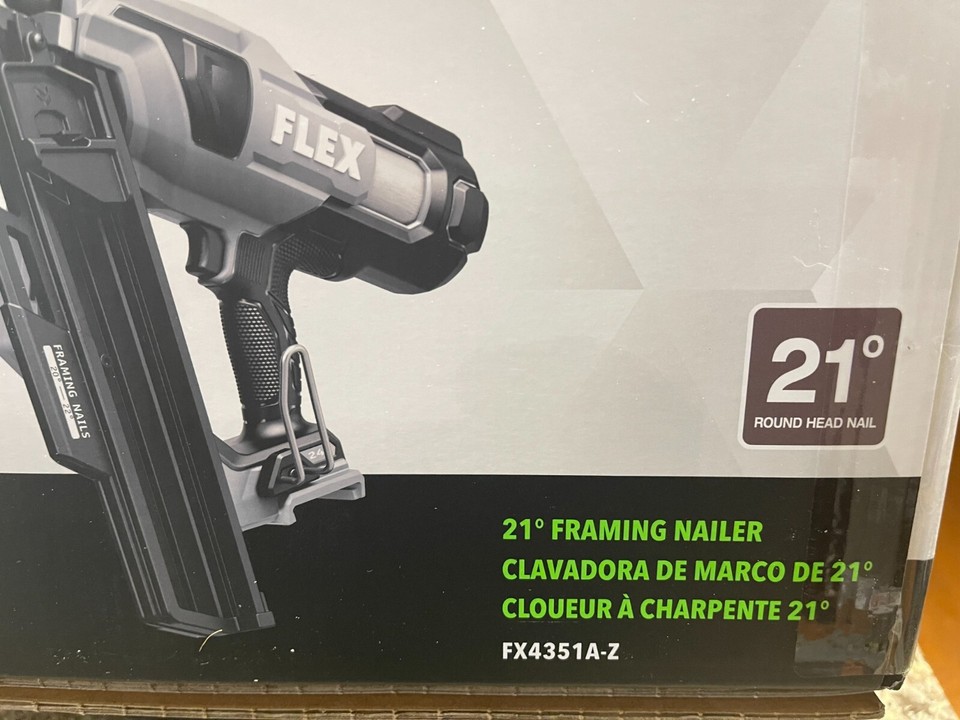 NEW! FLEX 3-1/2" 21 Deg. Cordless Flathead Framing Nailer (Tool Only ...