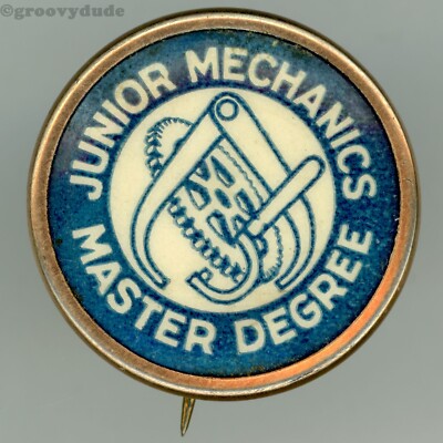 Early Junior Mechanics - Master Degree - Vintage Award Pin Pinback ...
