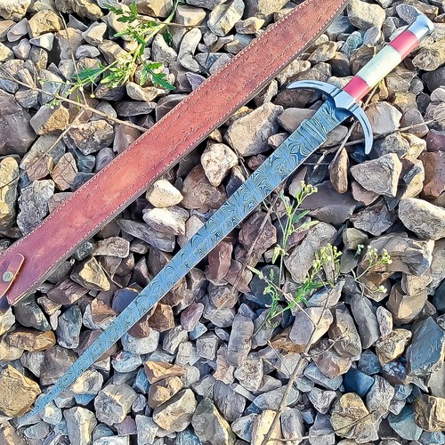 Handmade Damascus Steel blade Sharp Double Edge Sword KNIFE ...