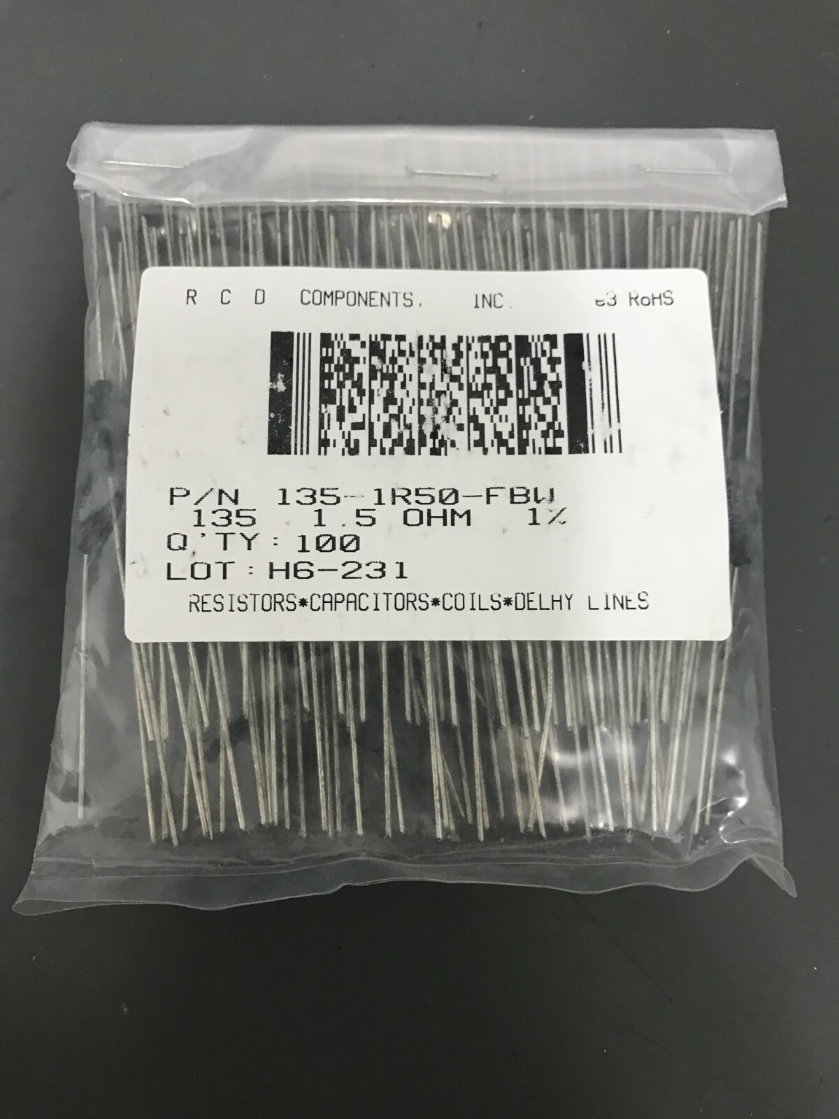 135-1R50-FBW - RCD - 100 pcs LOT - Wirewound Resistor Axial 1.5 OHM 3W ...