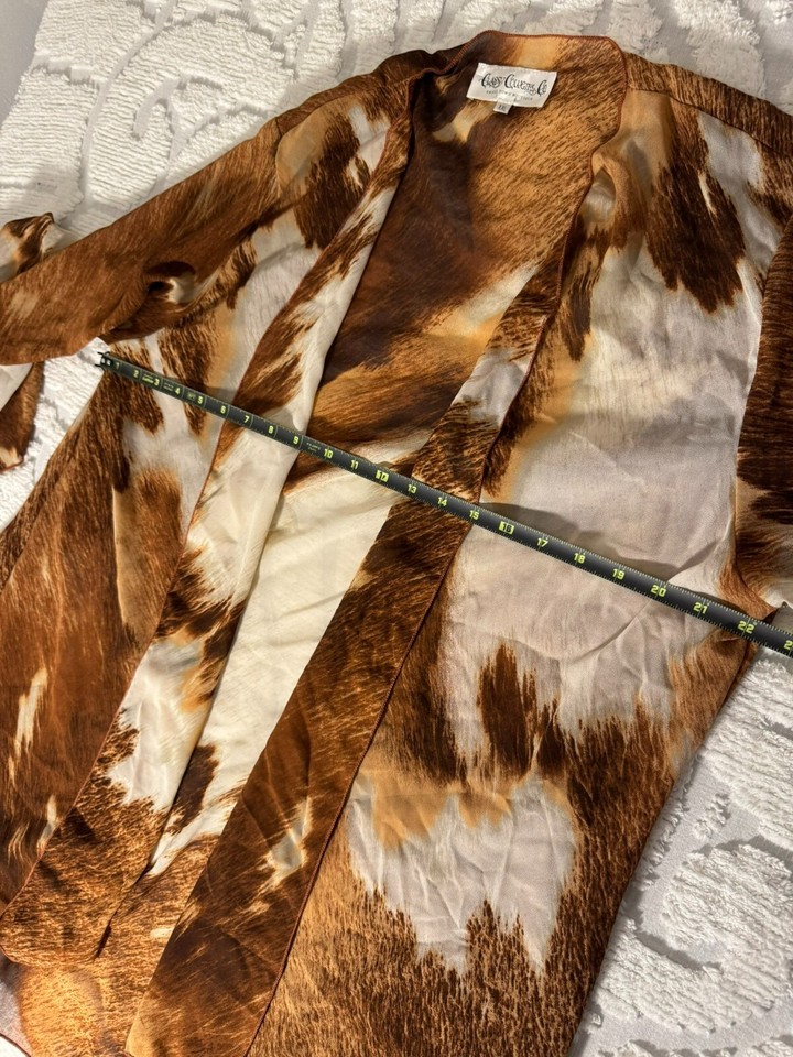 Classy Cowgirl Co Brown Cow Print Kimono Duster Shawl Cover Up Women ...