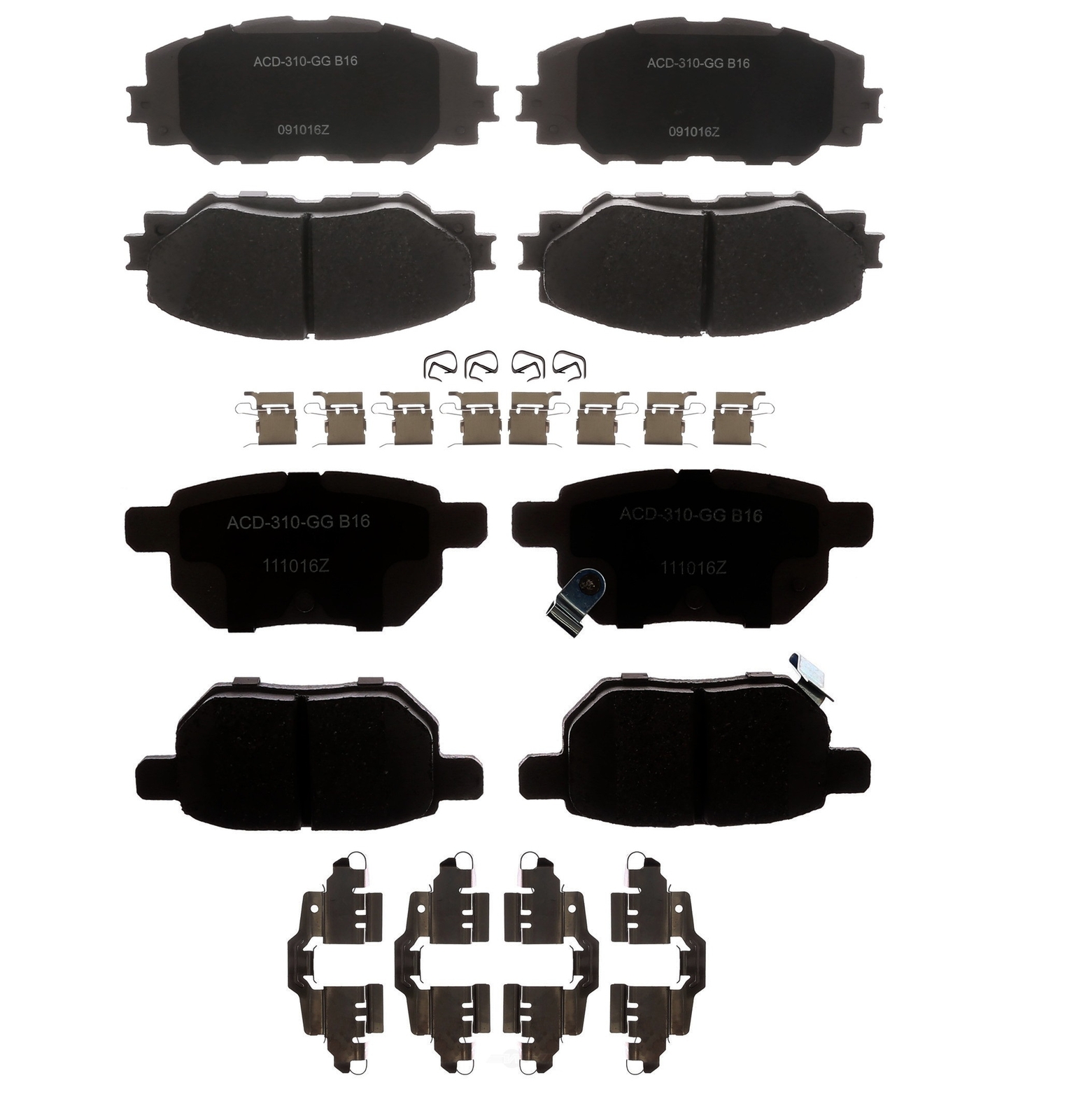 Front & Rear Ceramic Brake Pad Sets Kit ACDelco For Pontiac Toyota FWD ...