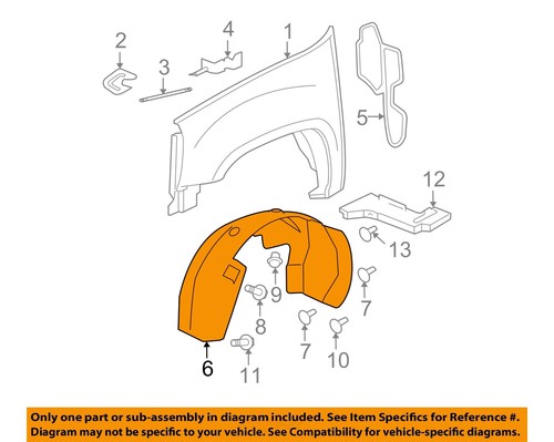 GM OEM 07-13 Sierra 1500 Fender Fender Components-Fender Liner 20953679 ...