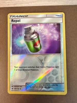 Pokemon TCG Trainer Repel 130/149 2017 Reverse Holo SUM Base Set LP+ | eBay