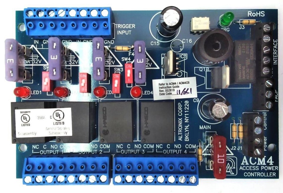Altronix ACM4 Access Power Controller 12-24V AC DC with 4 Fused ...