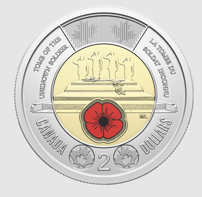 2025 Canada $2 Toonie Unknown Soldier - coloured reverse - from roll | eBay