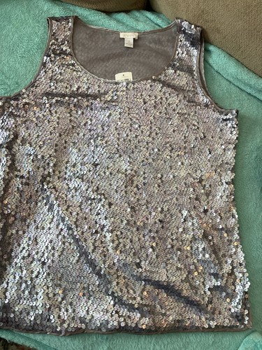 New Chico Blue Sequin Sleeveless Top Size 2 | eBay