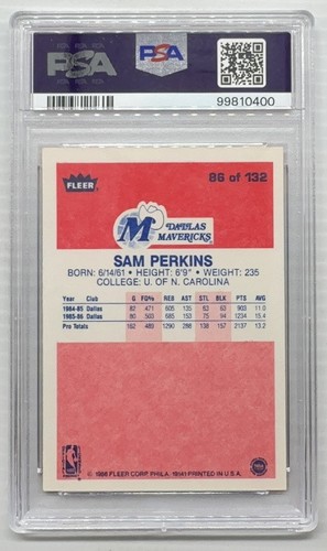 1986-87 Fleer Sam Perkins Rookie Card RC #86 PSA 7 NM Mavericks | eBay