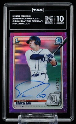 2020 Bowman Chrome Draft Purple Refractor Spencer Torkelson Auto Card ...