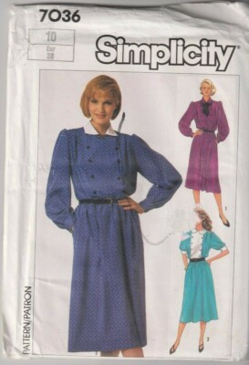 7036 SIMPLICITY - DRESS w Double Breast Look - Sz 10 B 32.5" | eBay