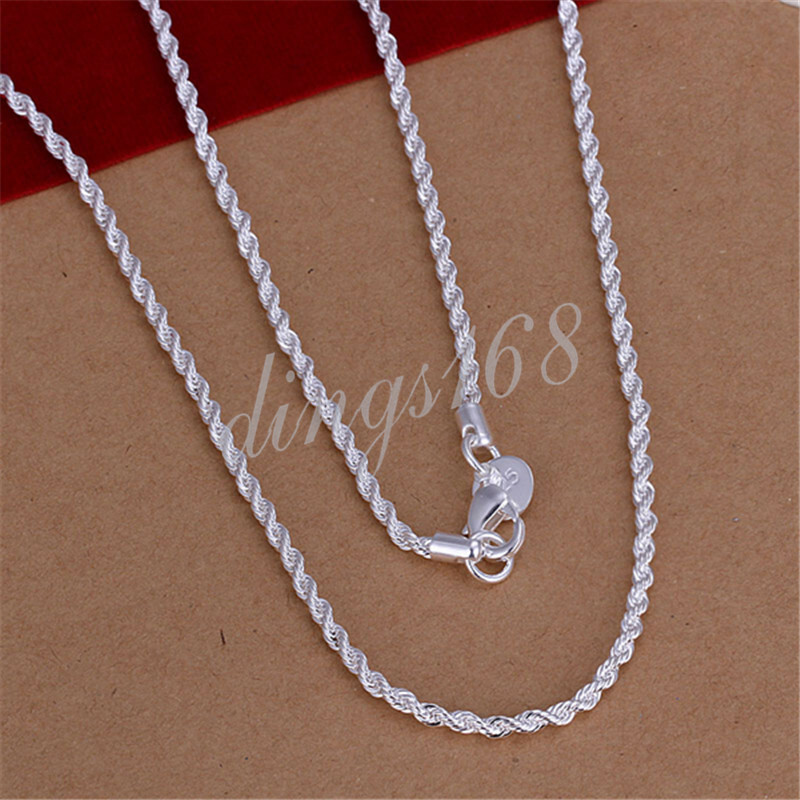 925 Sterling Silver 16/18/20/22/24 Serpentine 2MM Wide Rope Chain ...