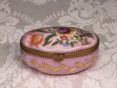 Sevres Pink Early 1700's Hand Painted Floral Hinged Snuff Trinket Box ...