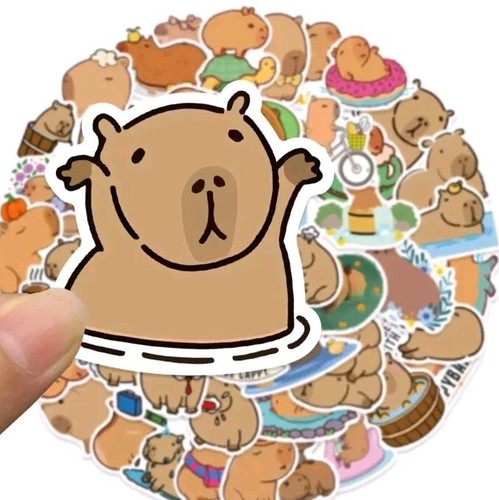12 Pack 50Pcs Capybara Stickers Cute Brown Stickers Waterproof Gift ...