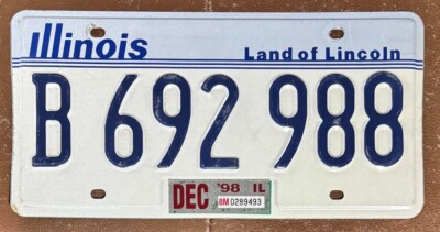 Illinois 1998 License Plate # B 692 988 | eBay