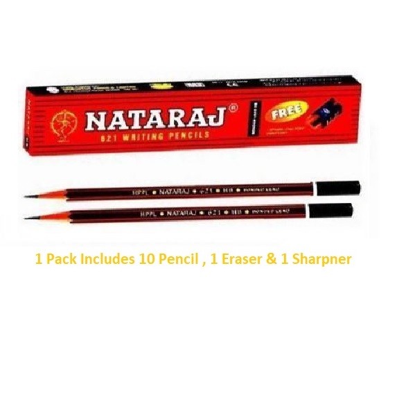 Natraj Bold Dark Writing 4 Pack of 10 Pencil 1 Eraser 1 Sharpener For ...