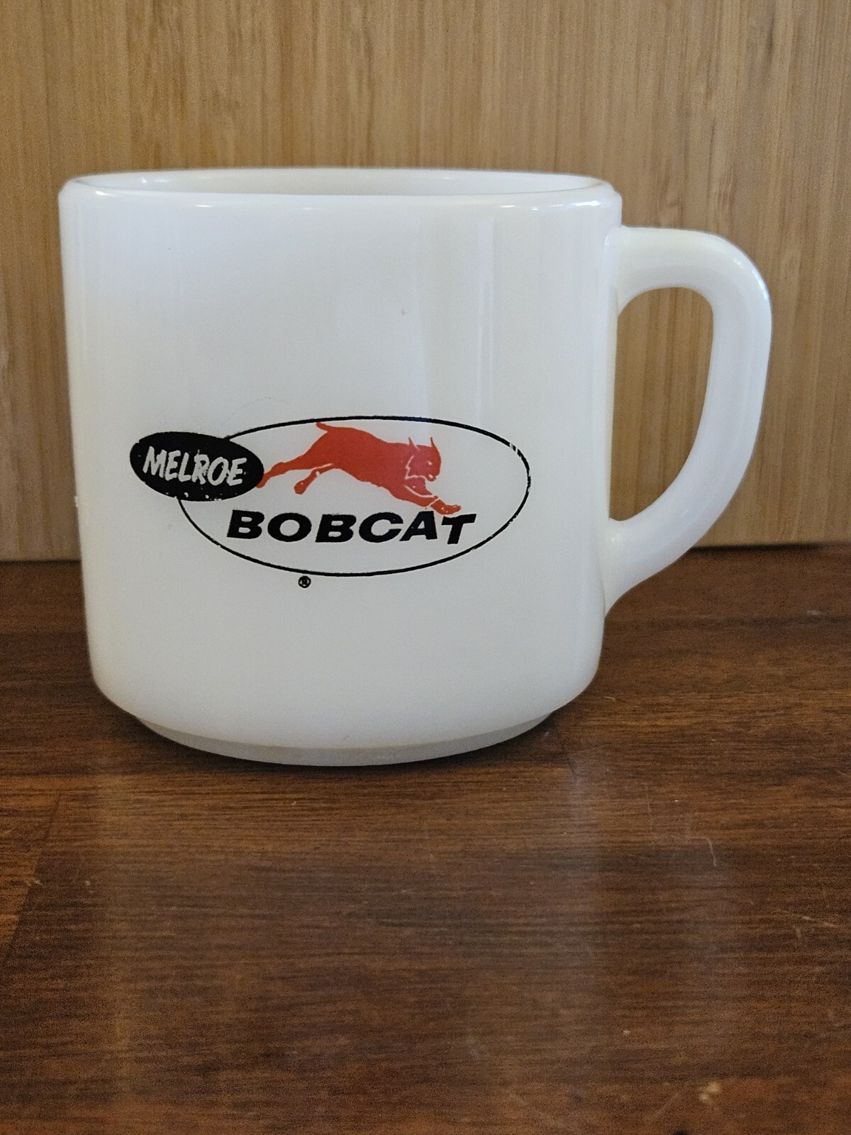 Vintage Melroe Bobcat Federal Milk glass White Coffee Cup Mug Excavator ...