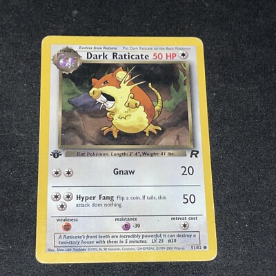 Dark Raticate 1ST edition 51/82 Unlimited Team Rocket Vintage Pokemon ...