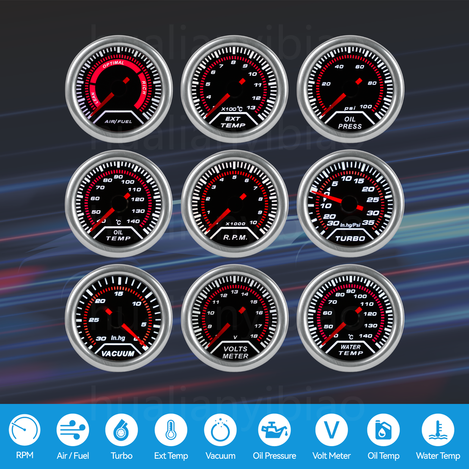 2" 52mm Car Tachometer Gauge Tacho Meter White LED 0~10000 RPM Smoke ...