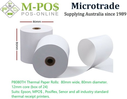 MPOS THERMAL PAPER 80X80 24 ROLLS/BOX - P808024TH | eBay Australia