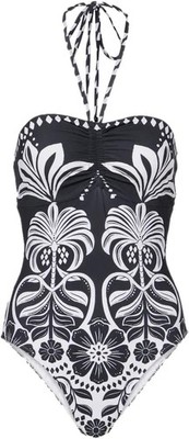 Farm Rio Women Tropical Print Halter Leopard Self Tie One Piece Bikini ...