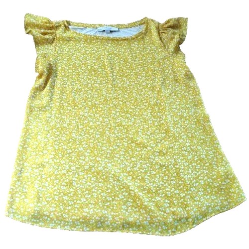 NWOT Ann Taylor Yellow Floral Flower Flutter Sleeve Knit Blouse Size M ...