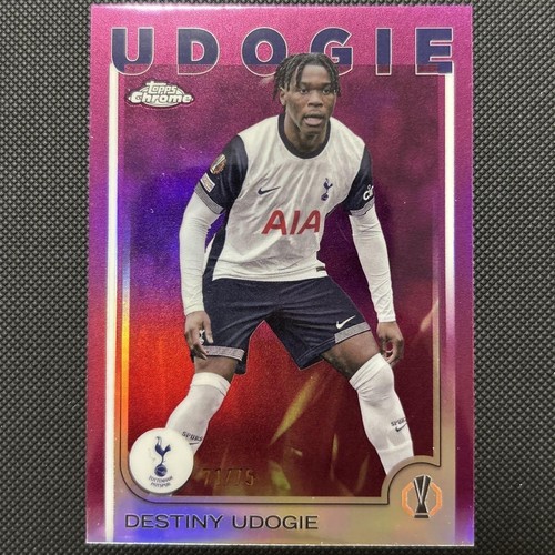 Destiny Udogie 2025 Topps Chrome UEFA Soccer Tottenham Serial Card 75/ ...