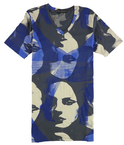 Evil Genius Mens Painted Faces V-Neck Graphic T-Shirt, Blue, Medium | eBay