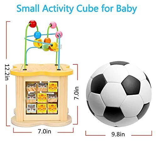 Baby Toys Small Activity Cube 6-in-1 Play Center Wooden Bead Maze ...