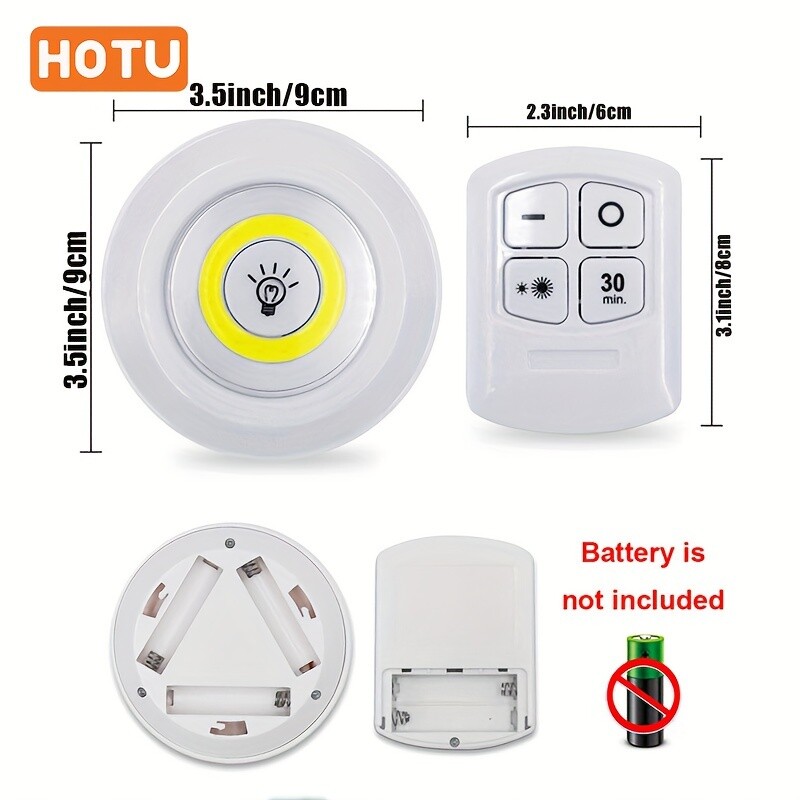 6 - Pack Wireless LED Puck Lights with Remote - Battery Powered | eBay