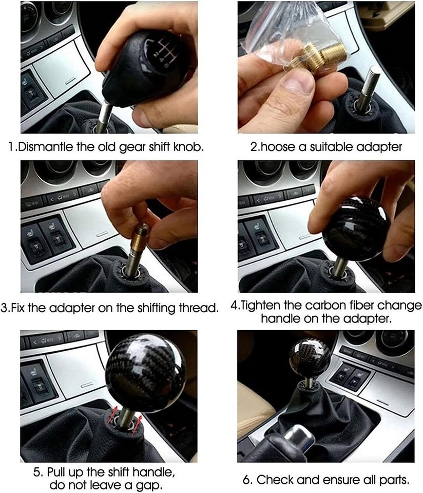 Universal Real Carbon Fiber Round Ball Shape Car Gear Shift Knob ...